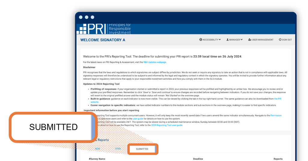 Reporting Tool user guide | Reporting guidance | PRI